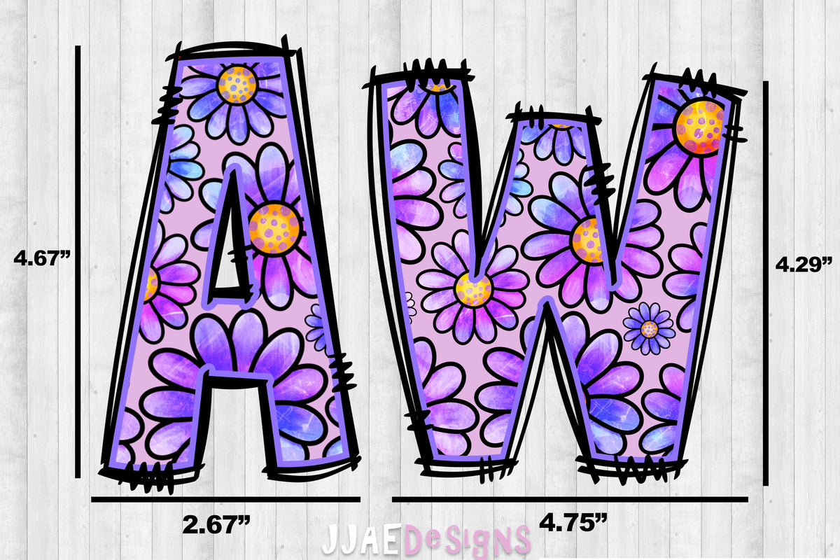 Pink & Purple Floral PNG Letters – JJAEDesigns