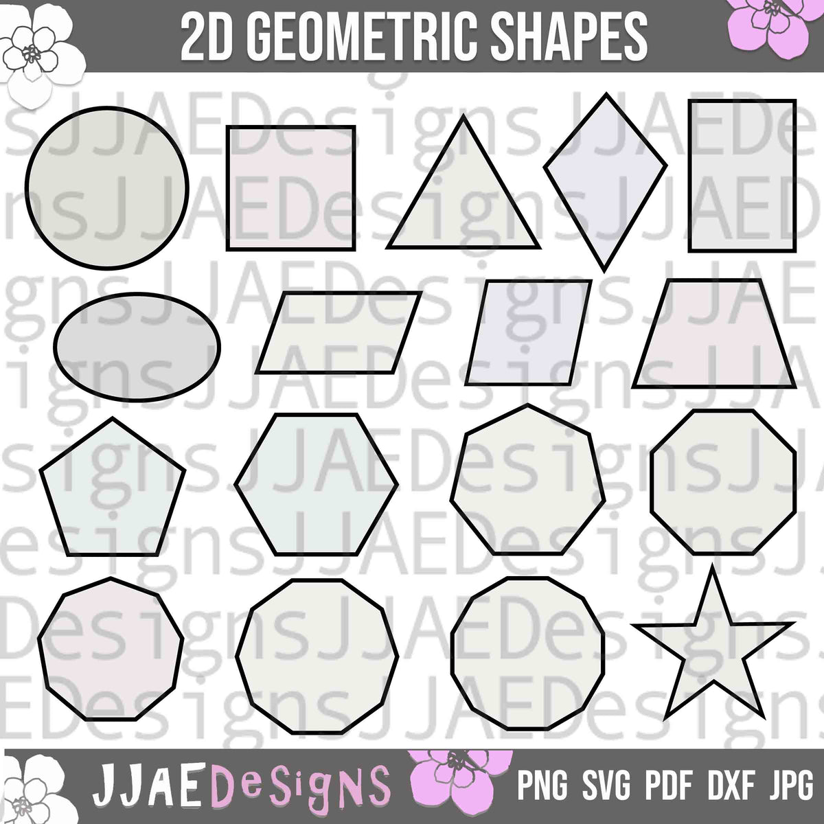 Geometry: 2D Geometry Shapes Clipart Set – JJAEDesigns