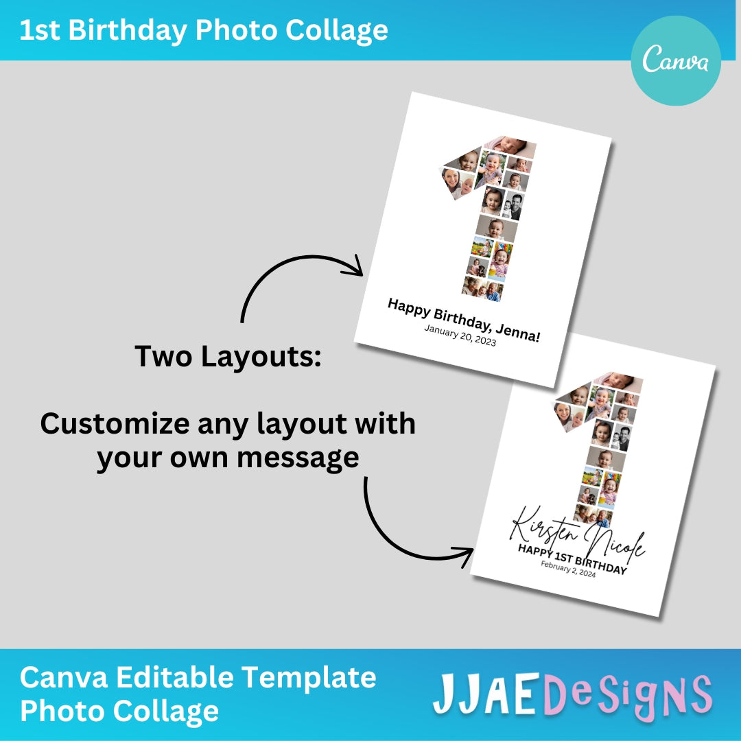 First Birthday One Photo Collage – JJAEDesigns