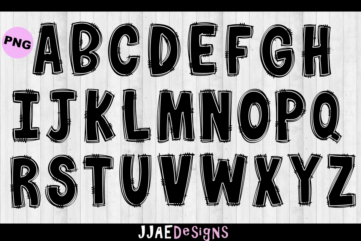 Black PNG Doodle Letters – JJAEDesigns