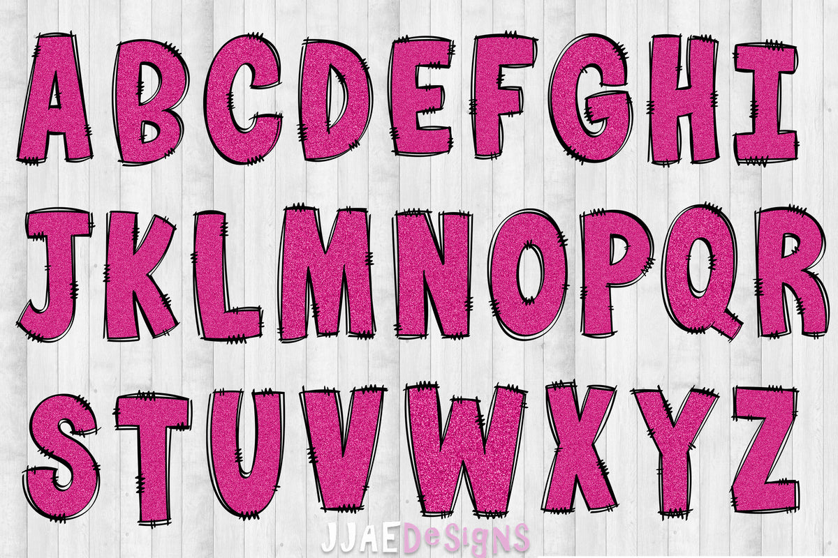 Hot Pink Glitter PNG Letters – JJAEDesigns