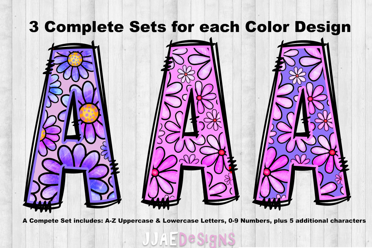 Pink & Purple Floral PNG Letters – JJAEDesigns