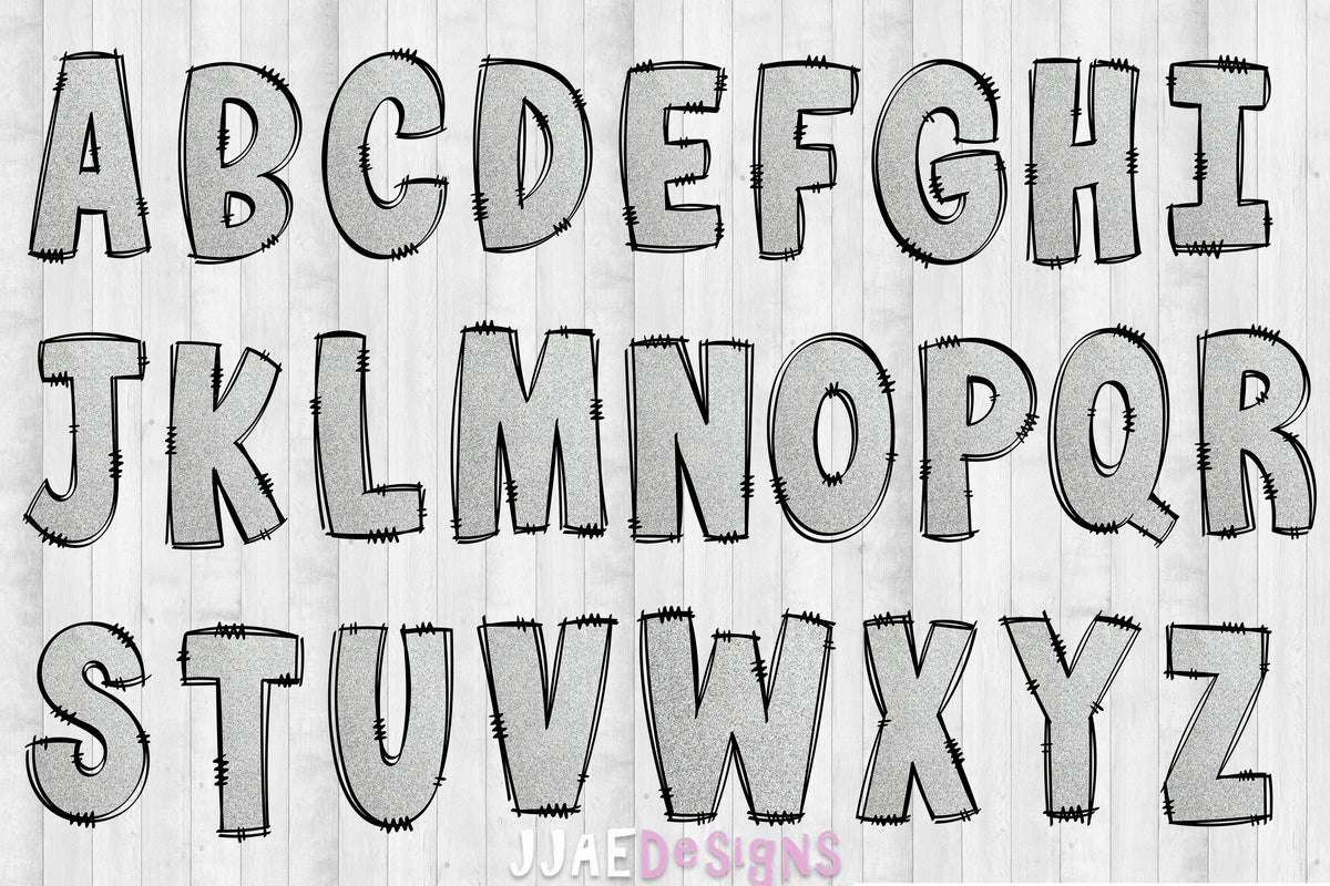 Silver Glitter PNG Letters – JJAEDesigns